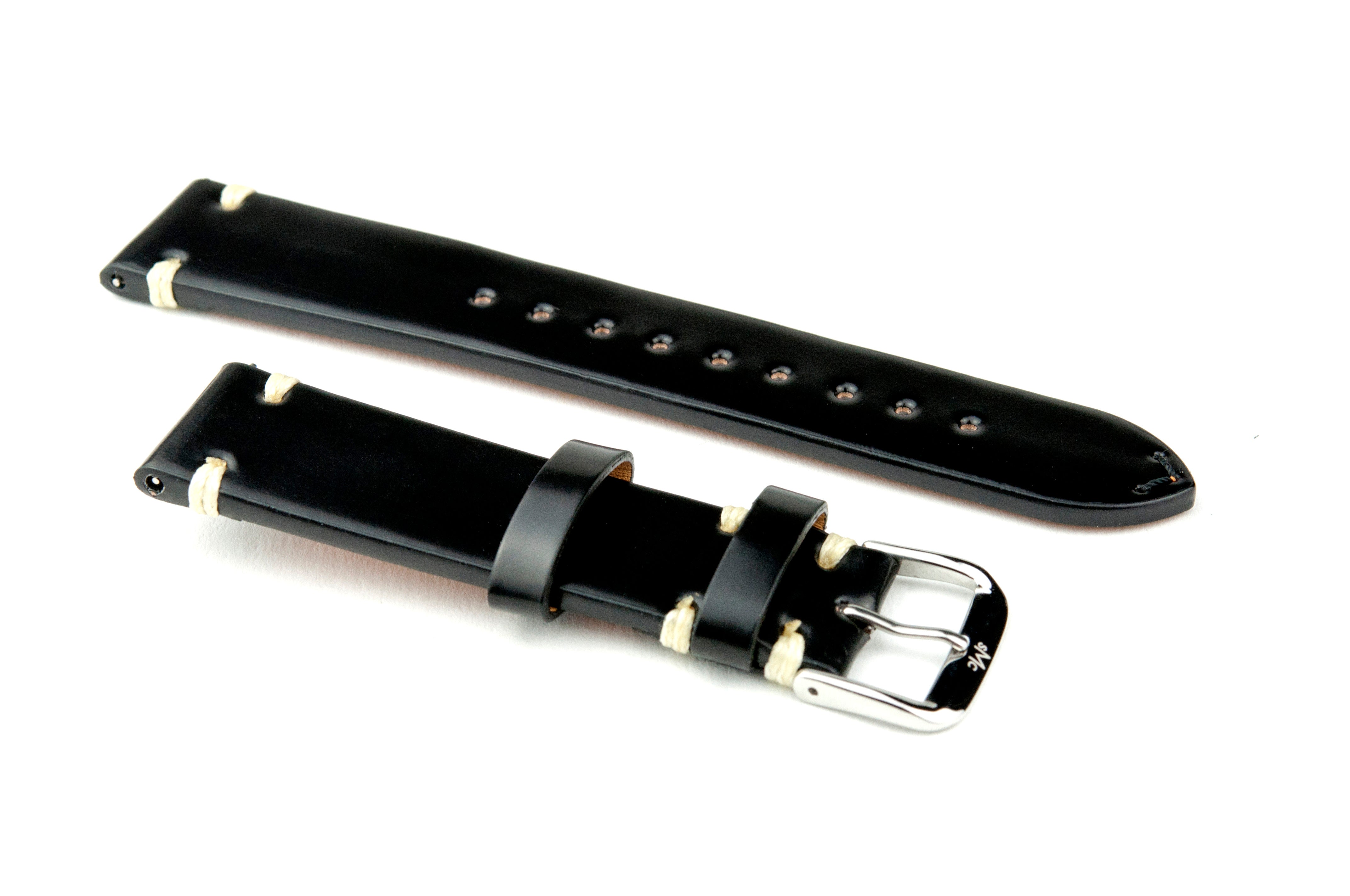 22mm Vintage Black Shell Cordovan Leather Strap – Strap Mill Canada
